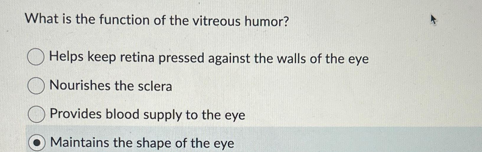 Solved What is the function of the vitreous humor?Helps keep | Chegg.com