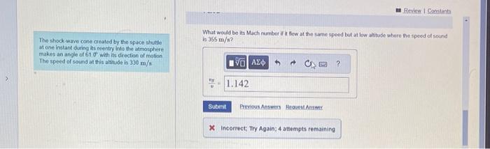 Solved The shock-wave cone created by the space shuttle at | Chegg.com