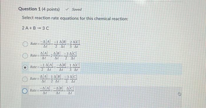 Solved Select reaction rate equations for this chemical | Chegg.com