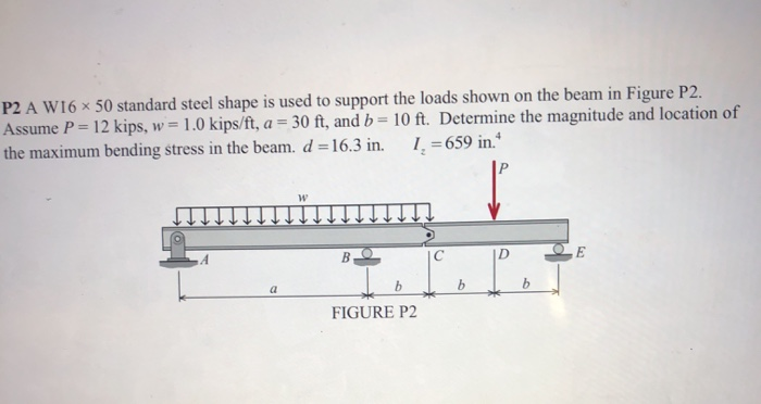 Solved P2 A W16 x 50 standard steel shape is used to support | Chegg.com