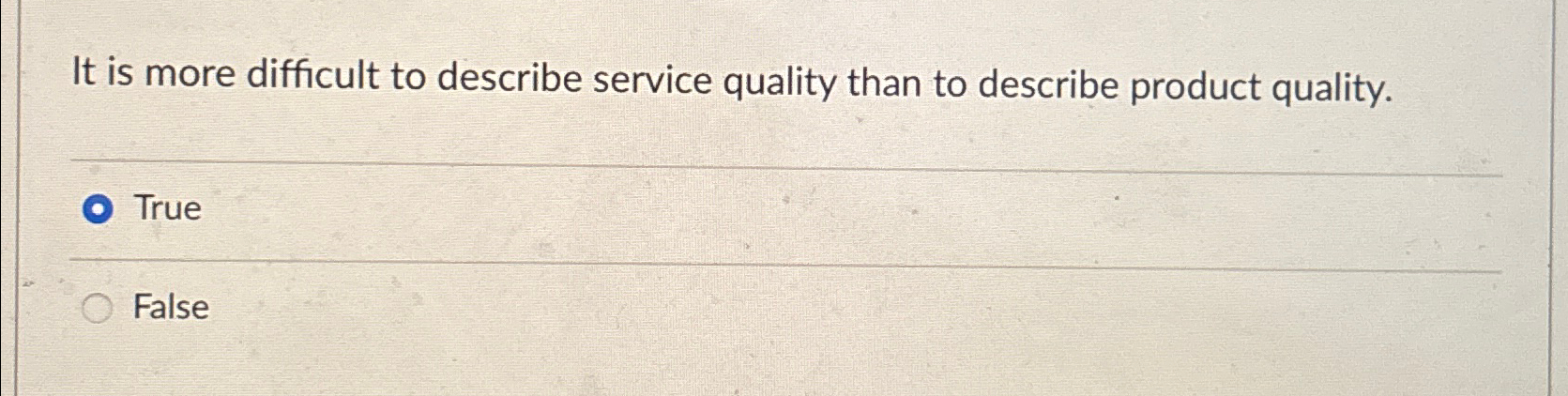 Solved It is more difficult to describe service quality than | Chegg.com