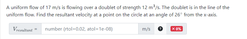 Solved A uniform flow of 17ms ﻿is flowing over a doublet of | Chegg.com
