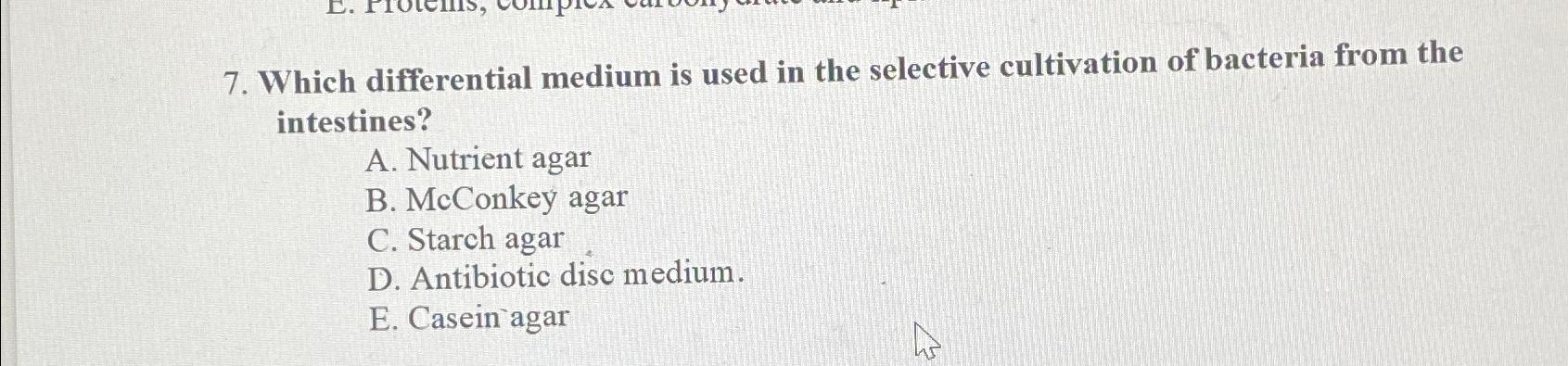 Solved Which differential medium is used in the selective | Chegg.com