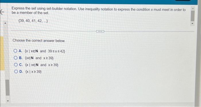 Solved Express the set using set-builder notation. Use | Chegg.com