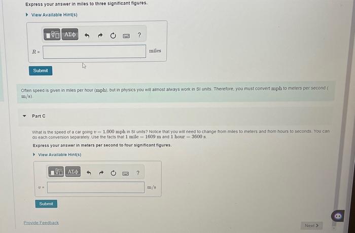 Solved Express your answer in miles to three significant | Chegg.com