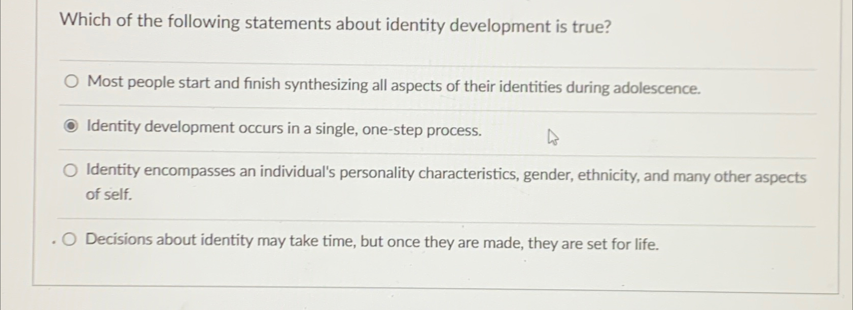 Solved Which of the following statements about identity | Chegg.com
