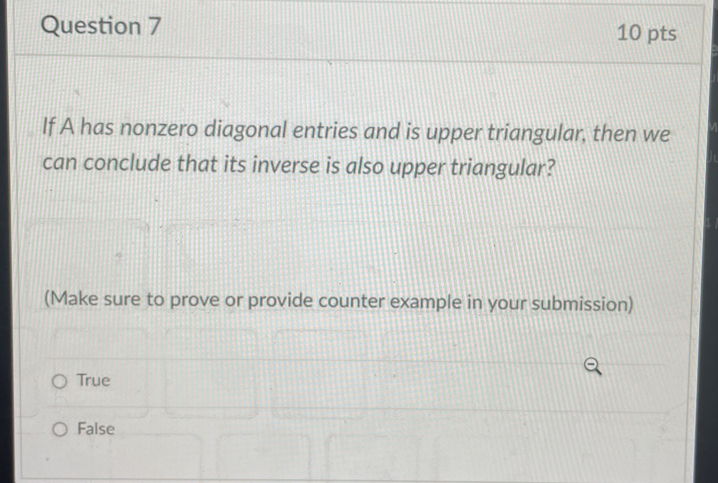 Solved Question 710 ﻿ptsIf A has nonzero diagonal entries | Chegg.com