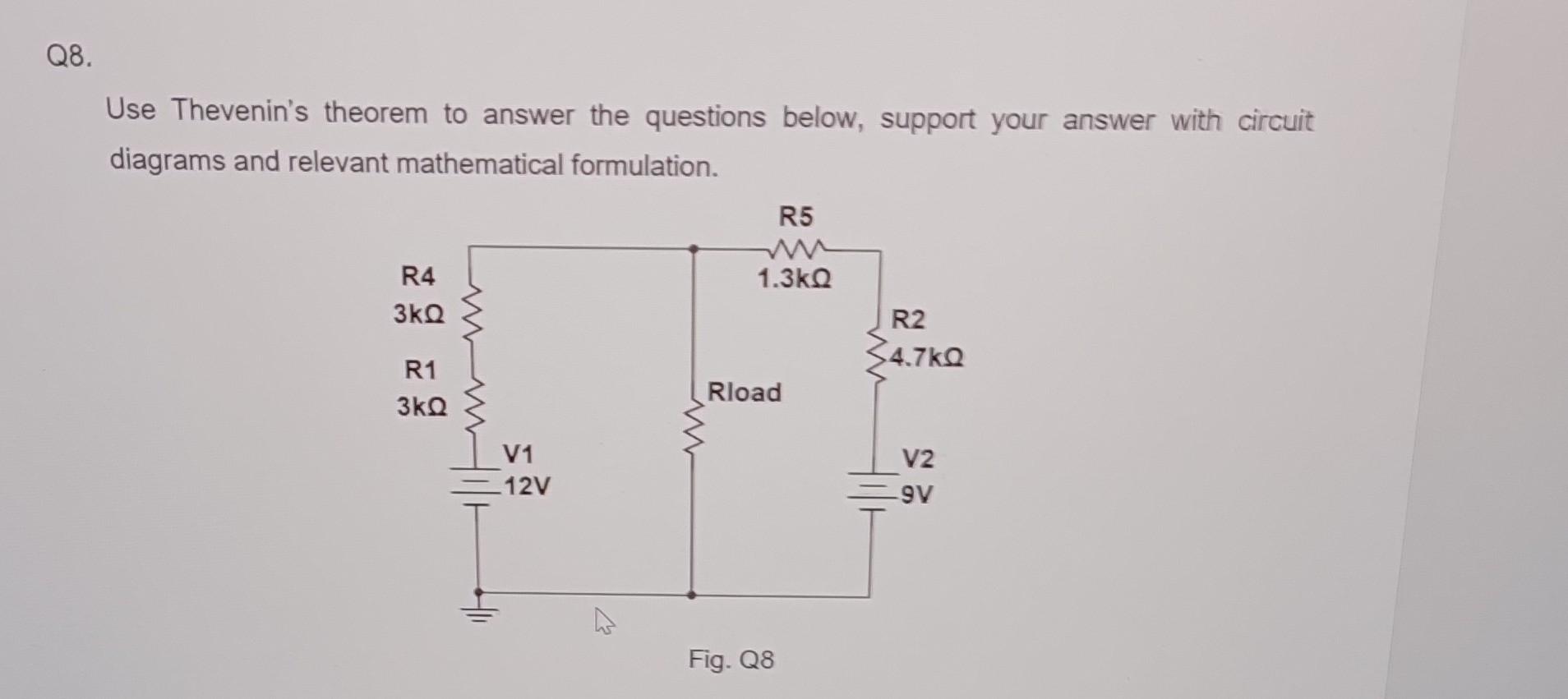Solved Use Thevenin's theorem to answer the questions below, | Chegg.com