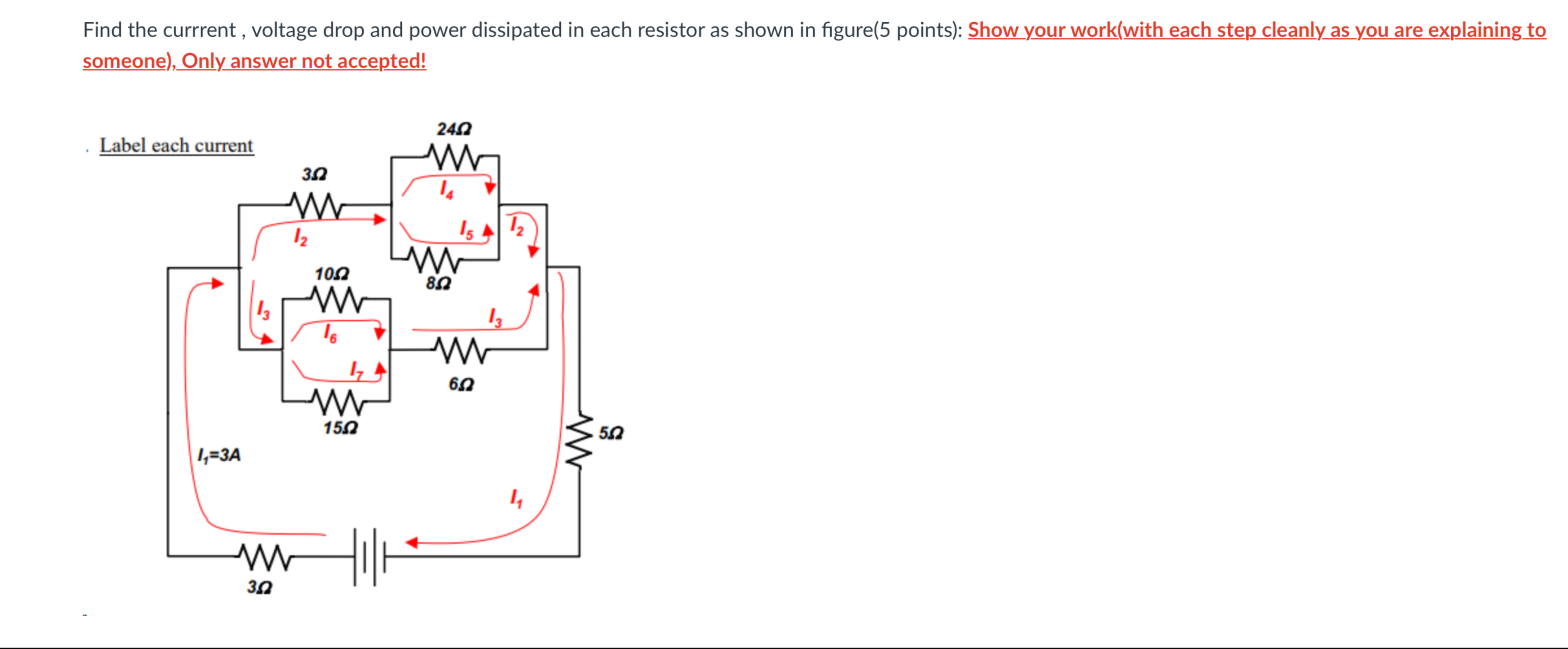 Solved Find the currrent, voltage drop and power dissipated | Chegg.com