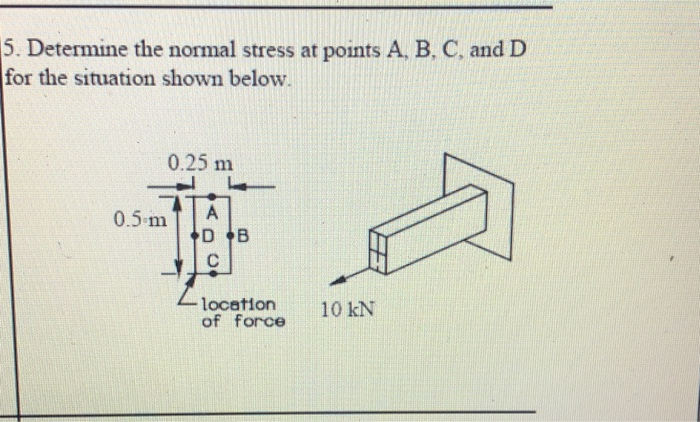 Solved 5. Determine the normal stress at points A, B, C. and | Chegg.com