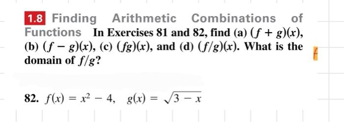 Solved 1.8 Finding Arithmetic Combinations of Functions In | Chegg.com
