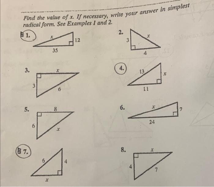 Solved Find the value of x. If necessary, write your answer | Chegg.com