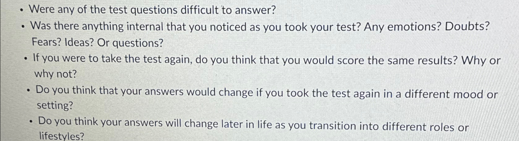 Solved Were any of the test questions difficult to | Chegg.com
