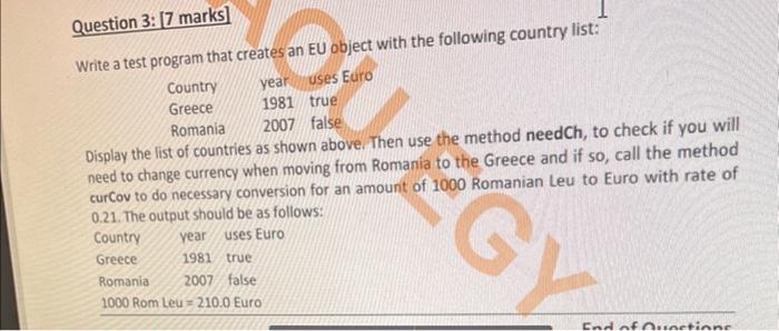 Solved Question 2: [14 marks] Implement a Java class named | Chegg.com