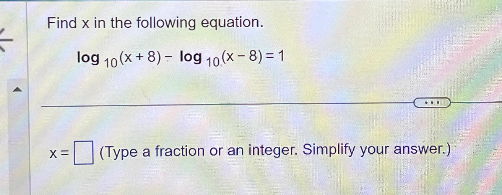 Solved Find x ﻿in the following | Chegg.com