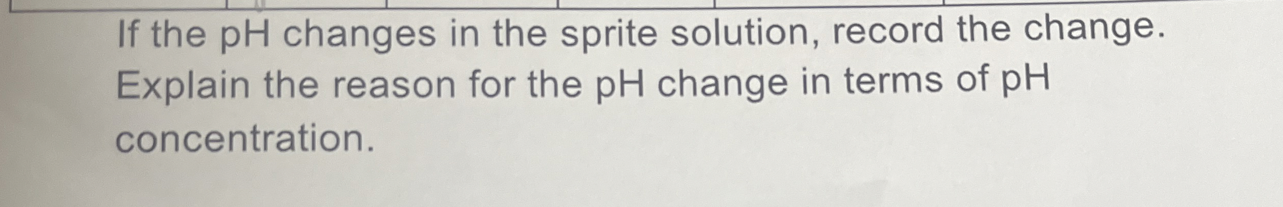 Solved If the pH changes in the sprite solution, record the | Chegg.com