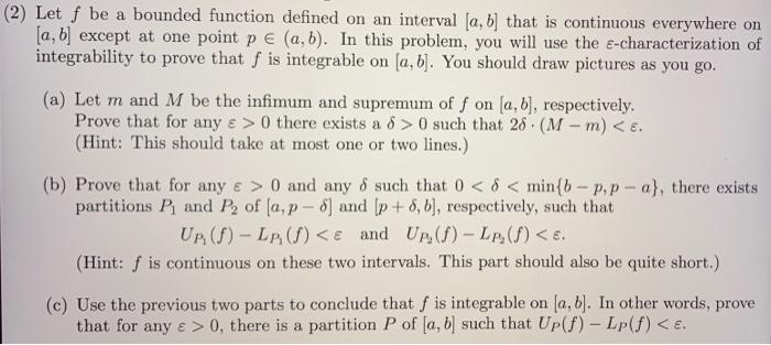 Solved (2) Let f be a bounded function defined on an | Chegg.com
