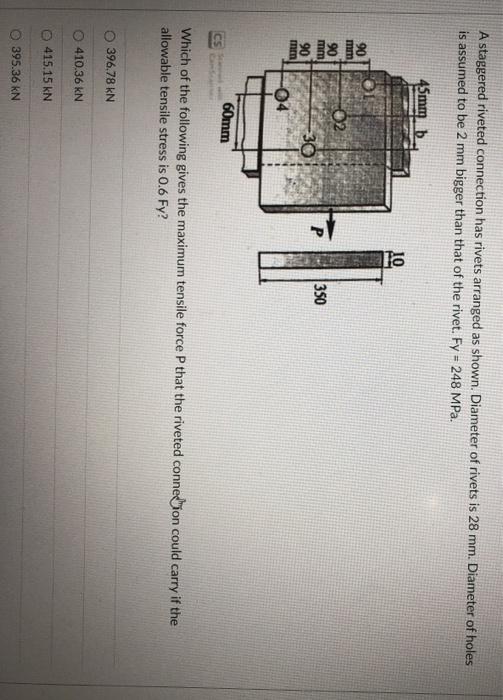 Solved A staggered riveted connection has rivets arranged as | Chegg.com