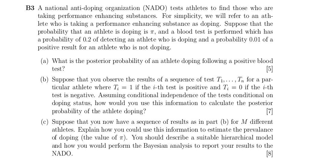 B3 A national anti-doping organization (NADO) tests | Chegg.com