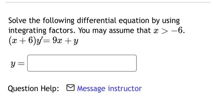 Solved Solve the following differential equation by using | Chegg.com