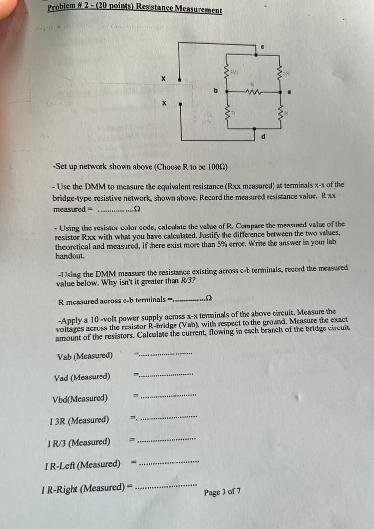 Solved Problem # 2 - (20 ﻿points) ﻿Resistance | Chegg.com