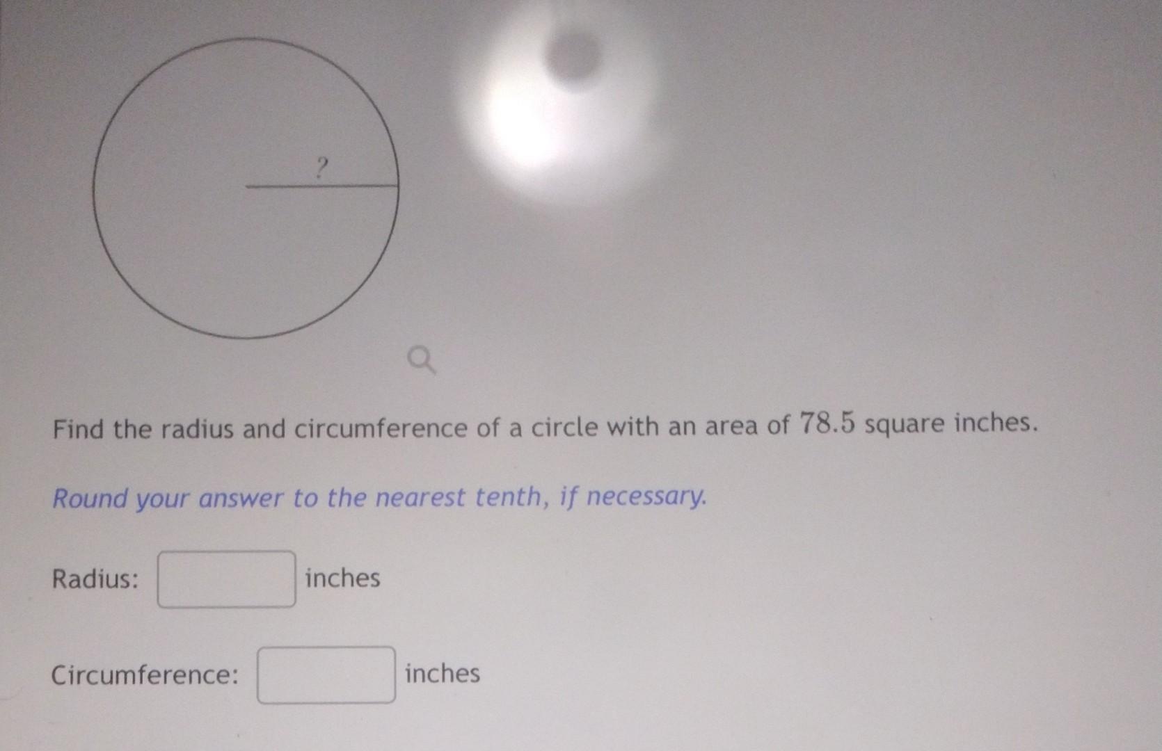 Solved Find the radius and area of a circle with a | Chegg.com