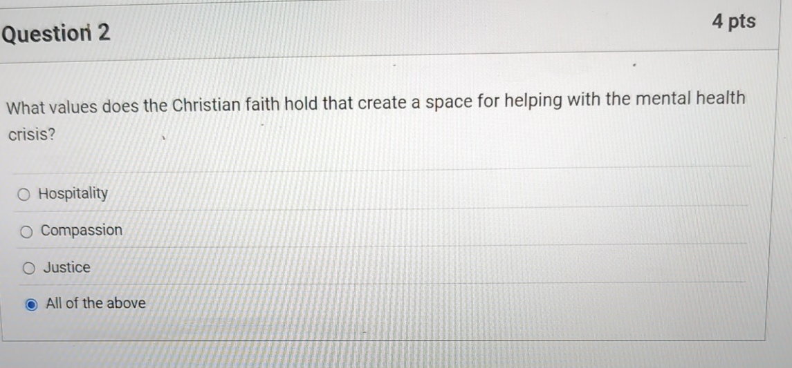 Solved Question 2What values does the Christian faith hold | Chegg.com