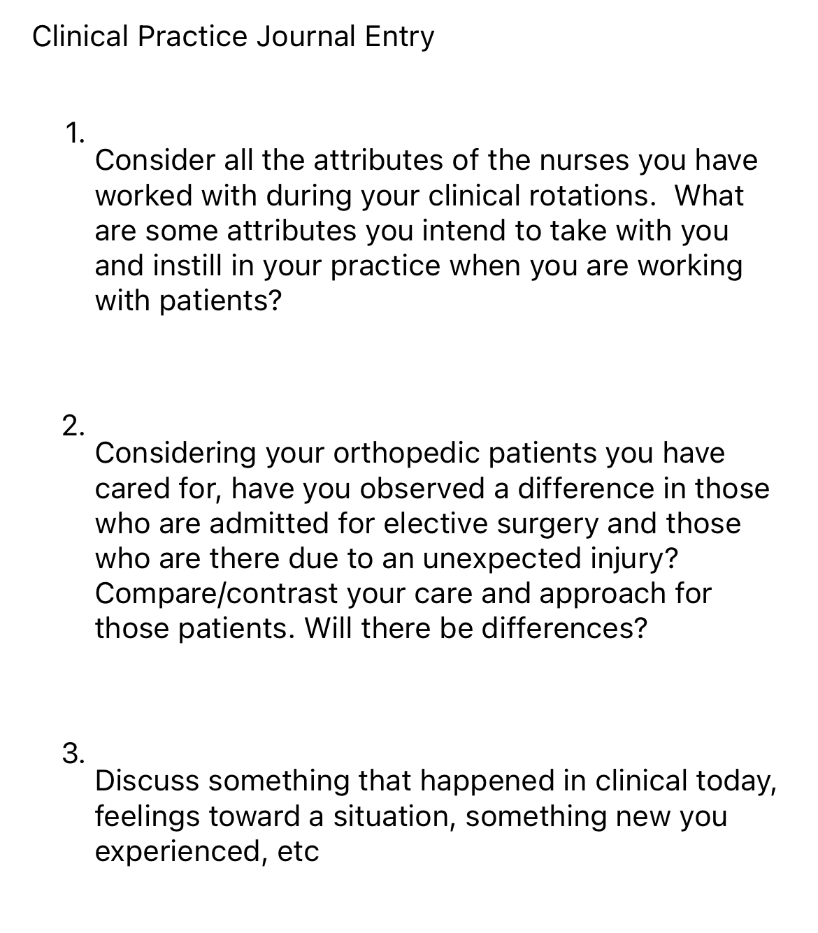 Solved Clinical Practice Journal EntryConsider all the | Chegg.com