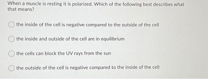 Solved When a muscle is resting it is polarized. Which of | Chegg.com