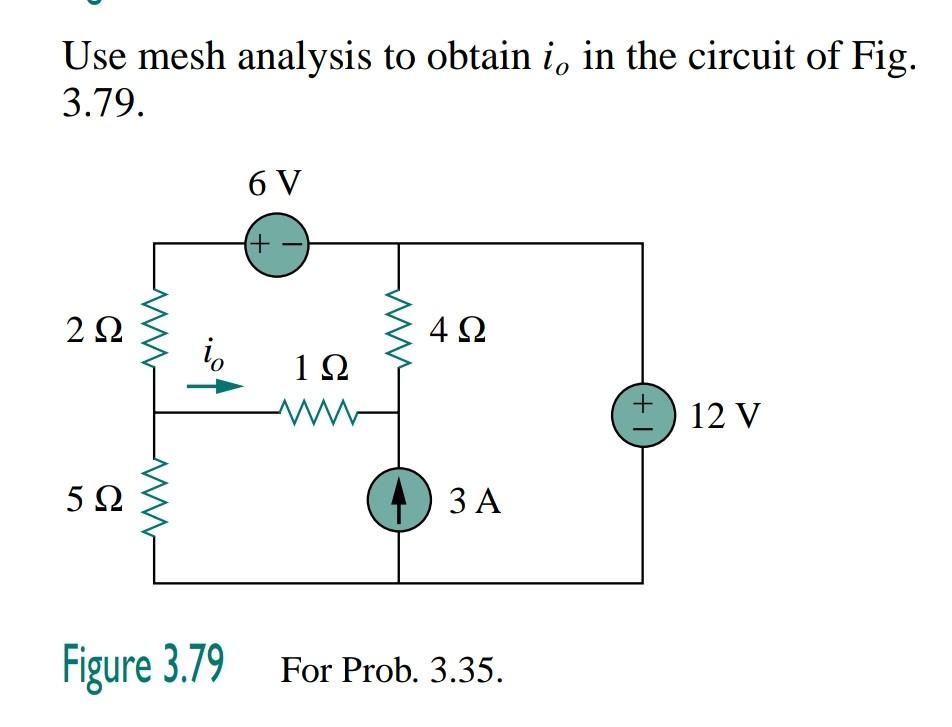 Solved 3.35 Use mesh analysis to obtain i, in the circuit of | Chegg.com