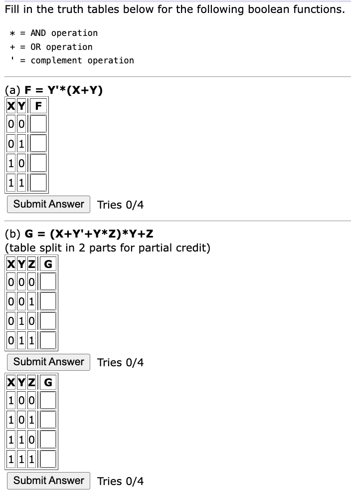 Fill in the truth tables below for the following | Chegg.com