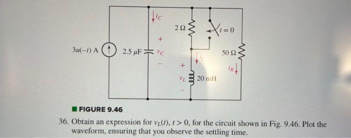 Solved FIGURE 9.46 36. Obtain an expression for vL(t),t>0, | Chegg.com