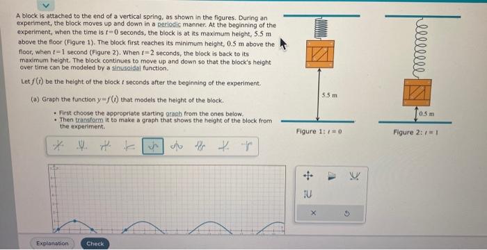 Solved A block is attached to the end of a vertical spring, | Chegg.com