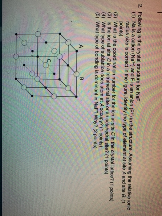 Solved 2. Following is the crystal structure for NaF. (1) Na | Chegg.com