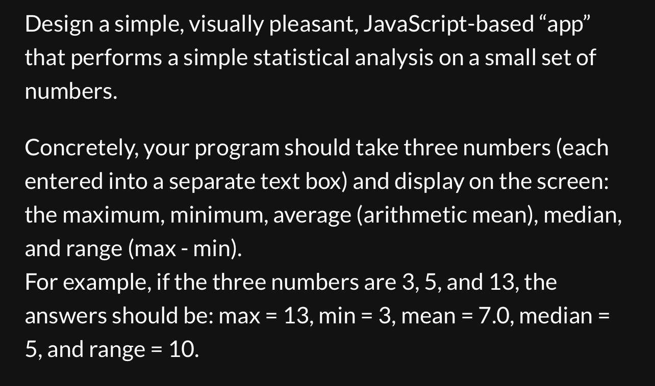 Solved Design a simple, visually pleasant, JavaScript-based | Chegg.com