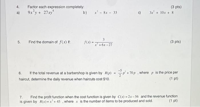 Solved 4. a) Factor each expression completely: 9x’y + 27xy* | Chegg.com