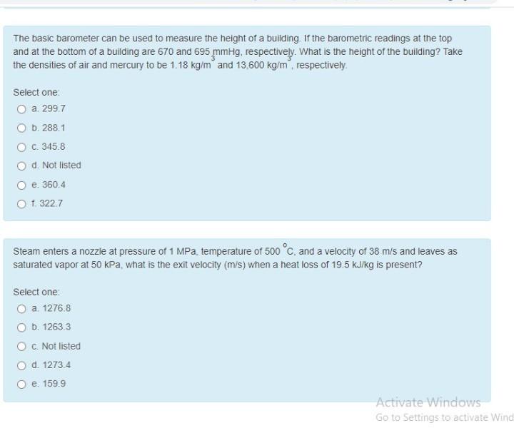Solved The basic barometer can be used to measure the height | Chegg.com