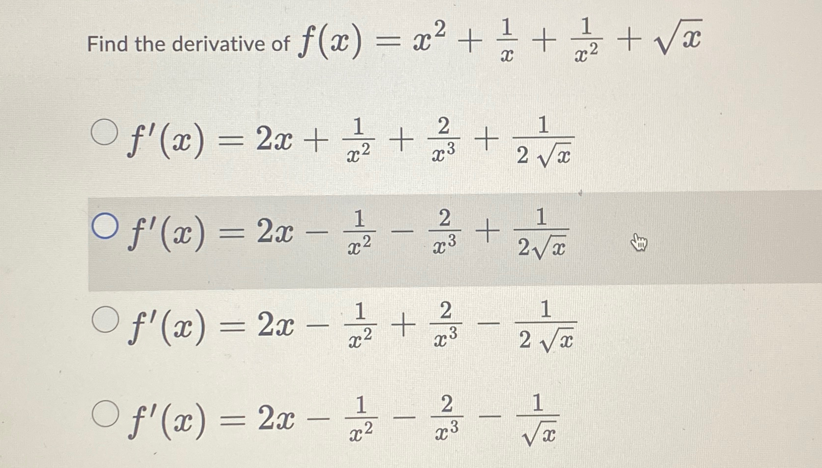 Solved Find the derivative of | Chegg.com