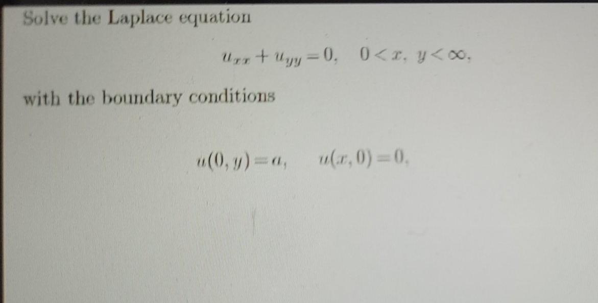 Solved Solve the Laplace equation Uxx+y = 0, 0 | Chegg.com
