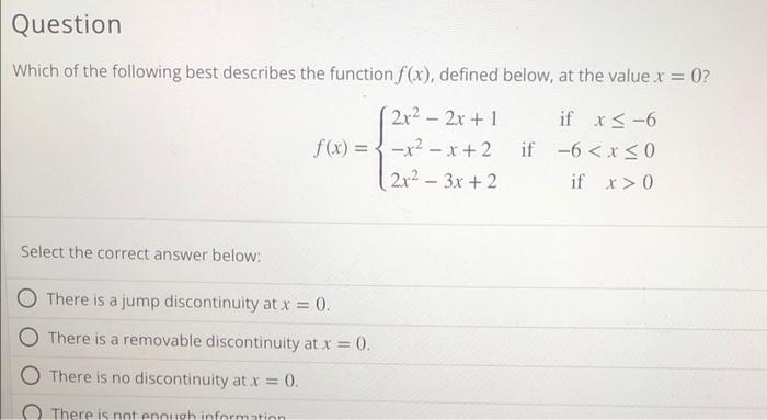 Solved Which of the following best describes the function | Chegg.com