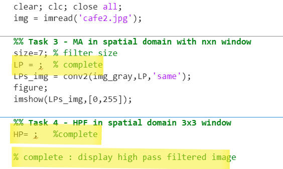 Solved clear; clc; close all; img = imread('cafe2.jpg'); %% | Chegg.com