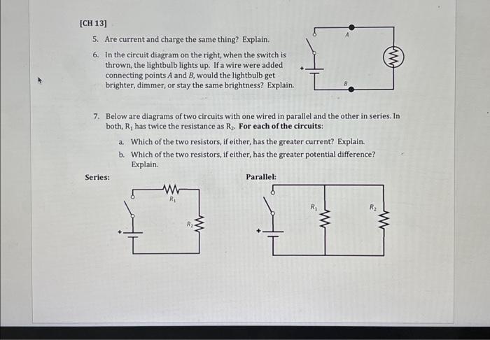 [CH 13] 5. Are current and charge the same thing? | Chegg.com