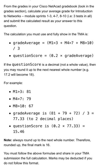Solved From the grades in your Cisco NetAcad gradebook (look | Chegg.com