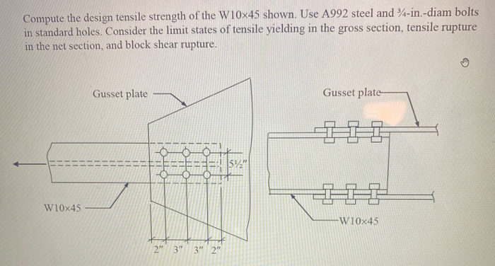 Solved Compute the design tensile strength of the W10x45 | Chegg.com