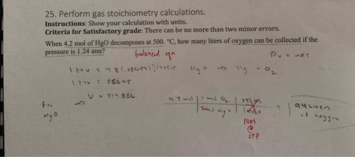 Solved 25. Perform gas stoichiometry calculations. | Chegg.com