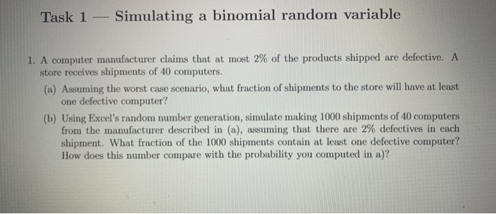 Solved Task 1 Simulating A Binomial Random Variable 1 A 1330
