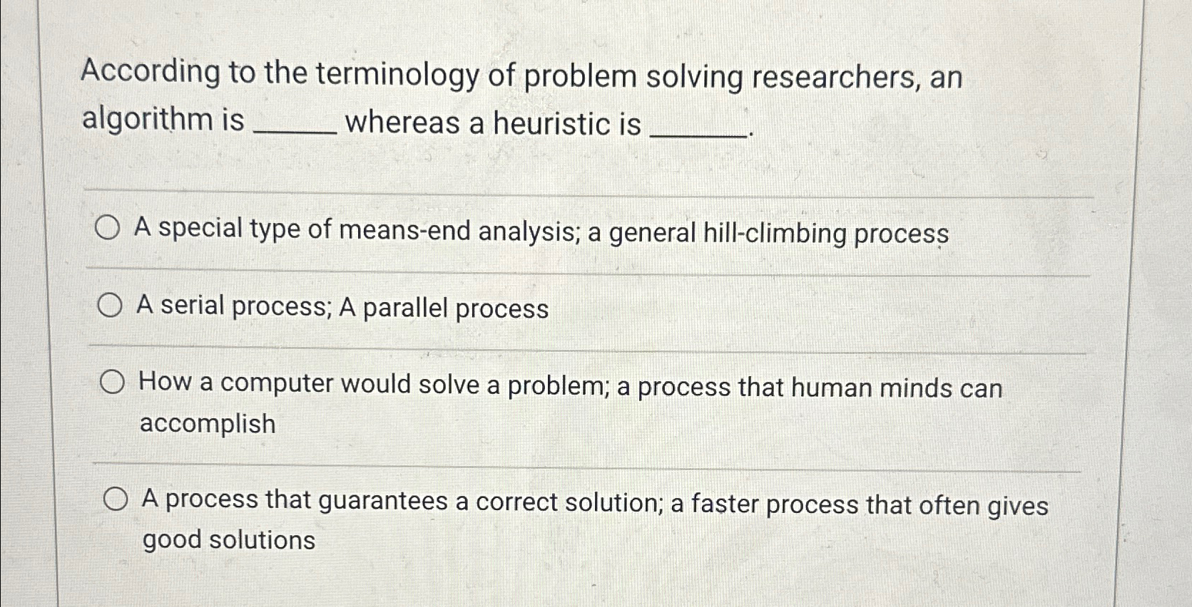 Solved According to the terminology of problem solving | Chegg.com