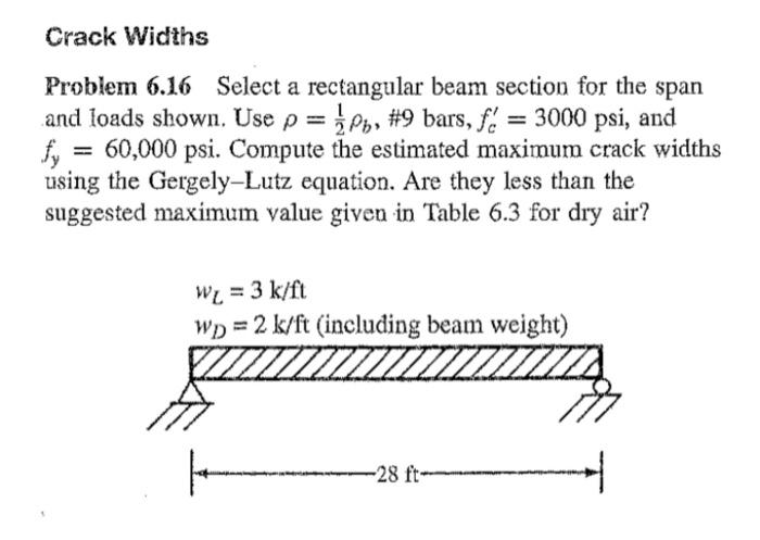 Solved Problem 6.16 Select a rectangular beam section for | Chegg.com