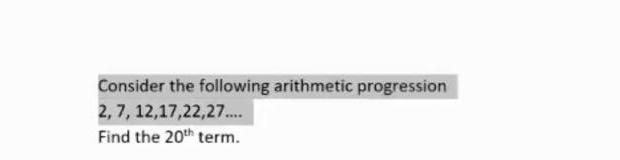 Solved Consider the following arithmetic progression | Chegg.com