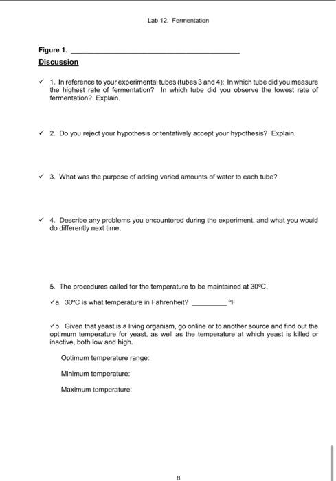 Solved Lab 12. Fermentation Extracting Energy from Food | Chegg.com